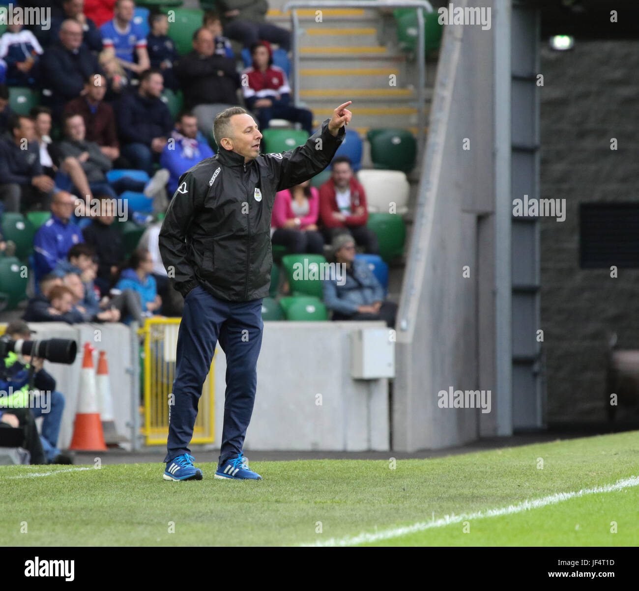 Windsor Park, Belfast, Northern Ireland. 28th June 2017. Linfield (Blue ...