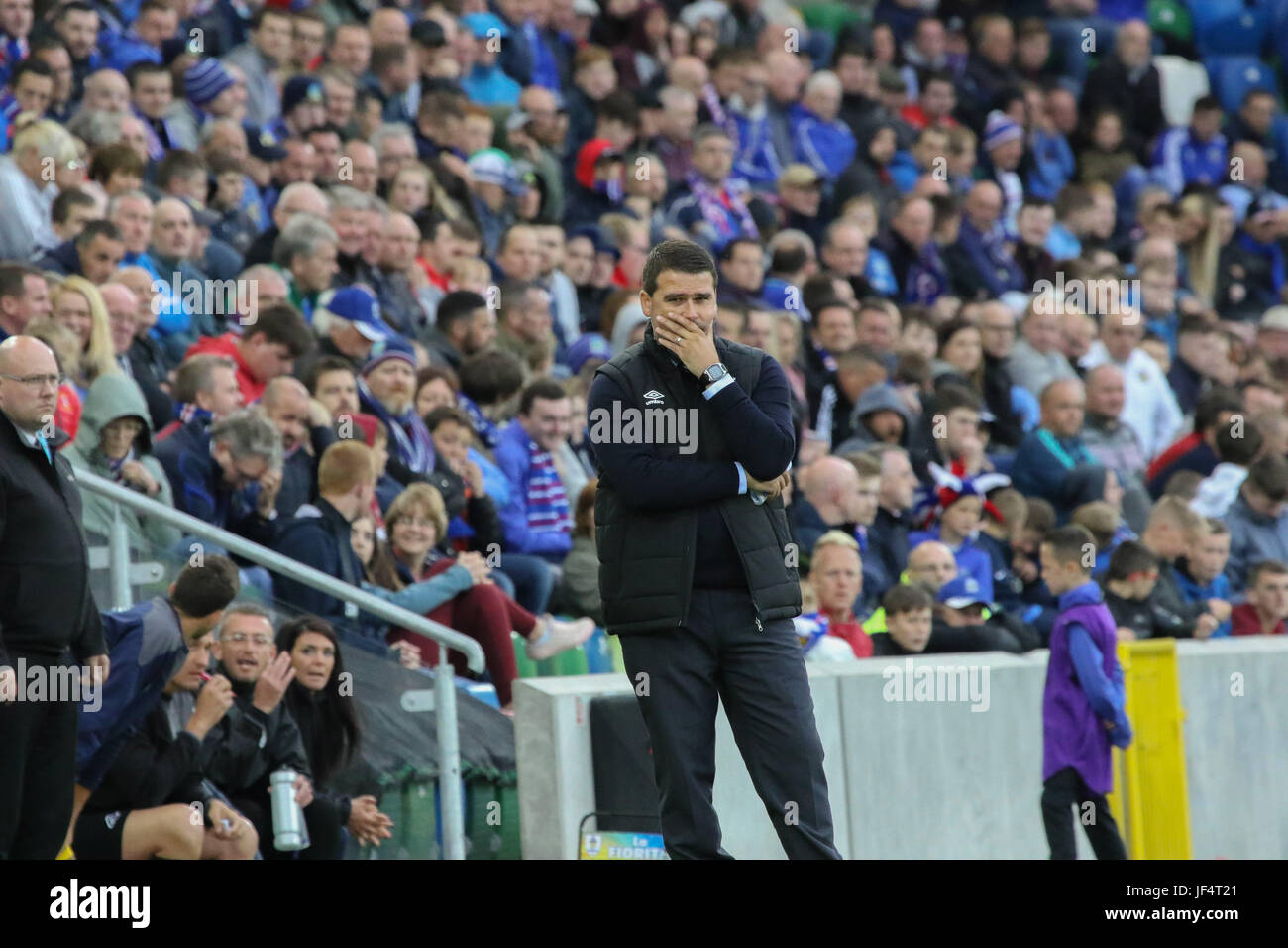 Windsor Park, Belfast, Northern Ireland. 28th June 2017. Linfield (Blue ...