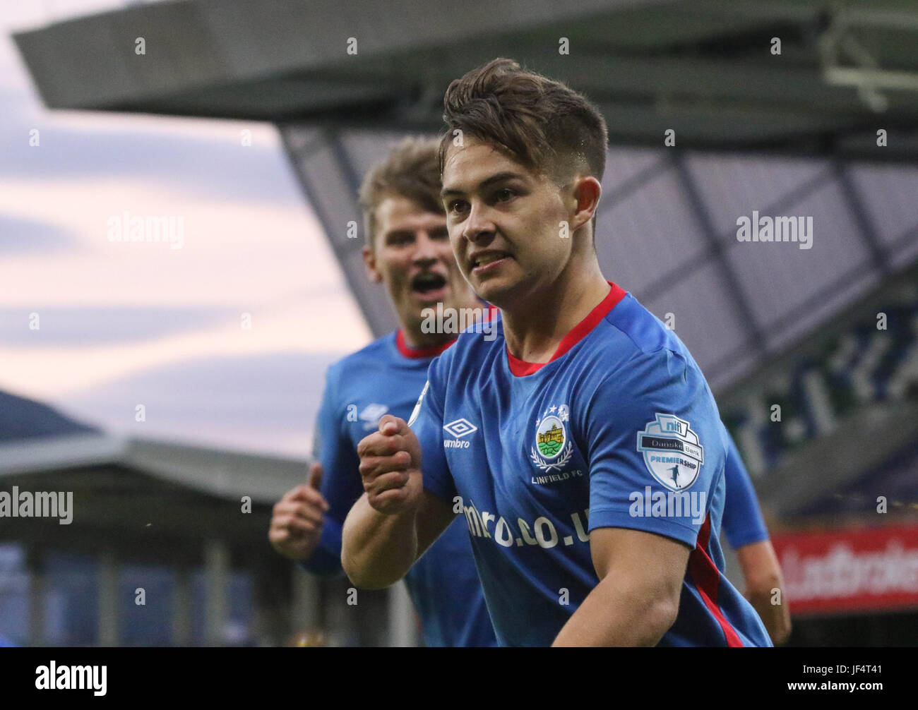 Windsor Park, Belfast, Northern Ireland. 28th June 2017. Linfield (Blue ...