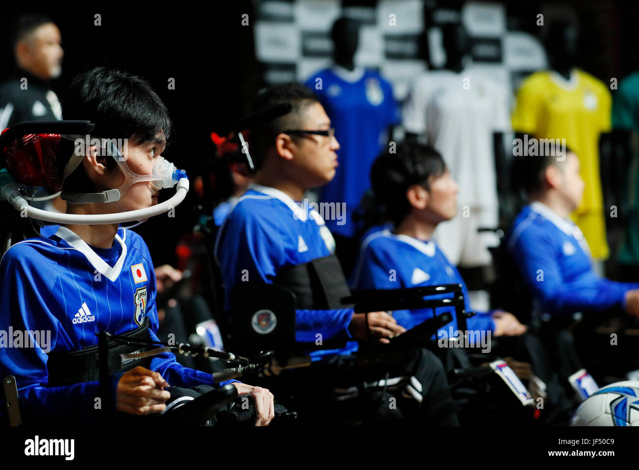 Tokyo, Japan. JIFF anounced same uniform of 7 organization. 29th June, 2017. Japan Powerchair ...