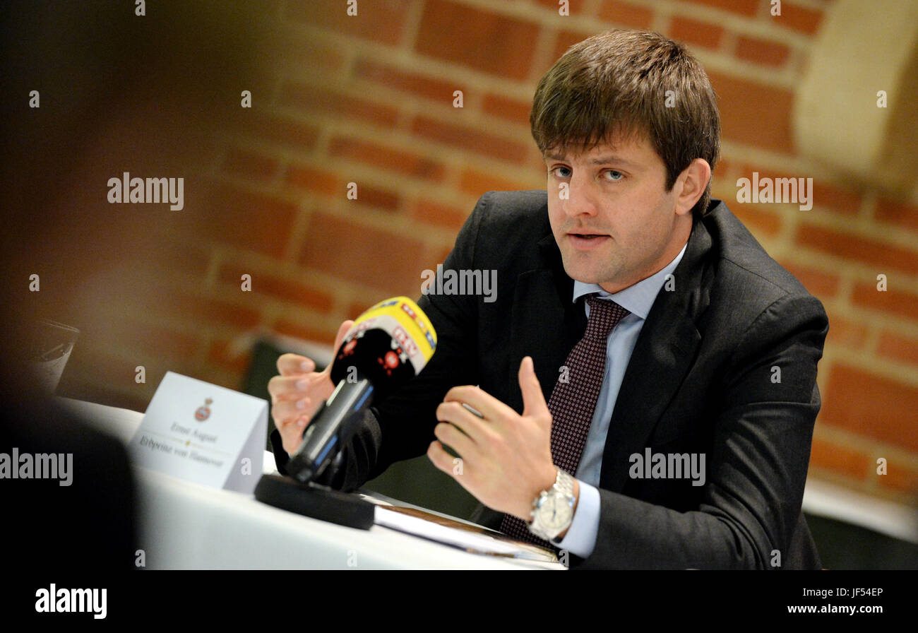 Ernst August Prince of Hanover smiles during a press conference at the ...