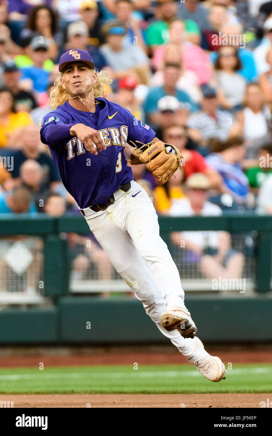 Omaha, NE USA. 27th June, 2017. LSU infielder Kramer Robertson #3 in ...