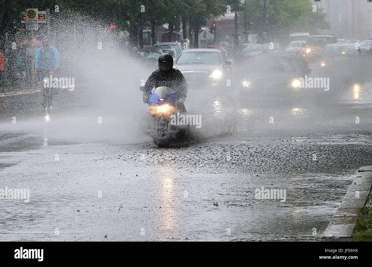 Berlin, Germany. 29th June, 2017. dpatop - Heavy rainfall floods the ...