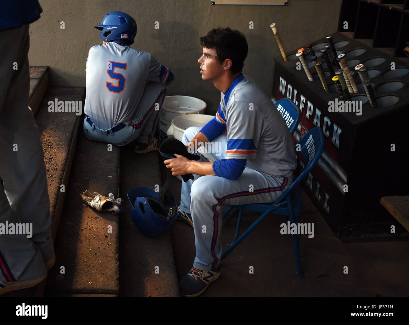 Raleigh, NC, USA. 2nd June, 2017. Mackenzie Gore (right) and teammate ...