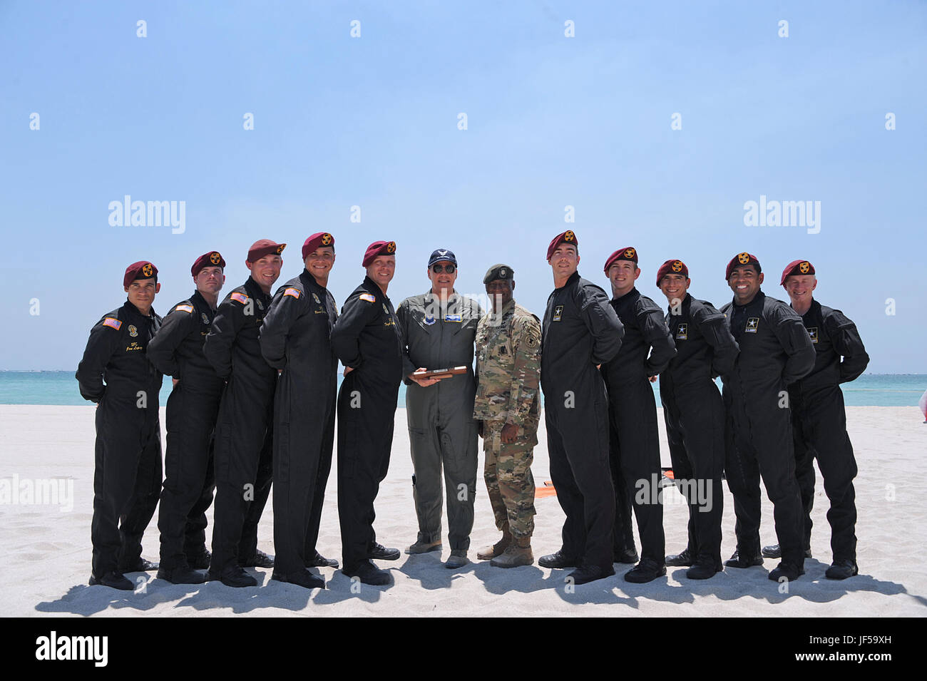 Maj. Gen. Thomas Bussiere, Eighth Air Force commander, stands with ...