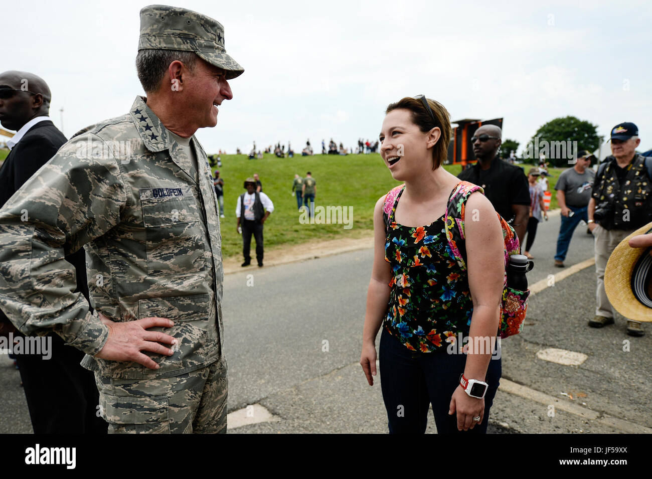 Gen. David L. Golden speaks with Katie Heisler, a kindergarten school ...
