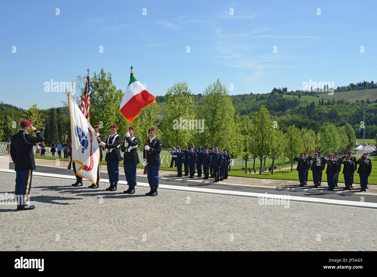 Posting of the colors by the U.S. color guard from 173rd Airborne ...