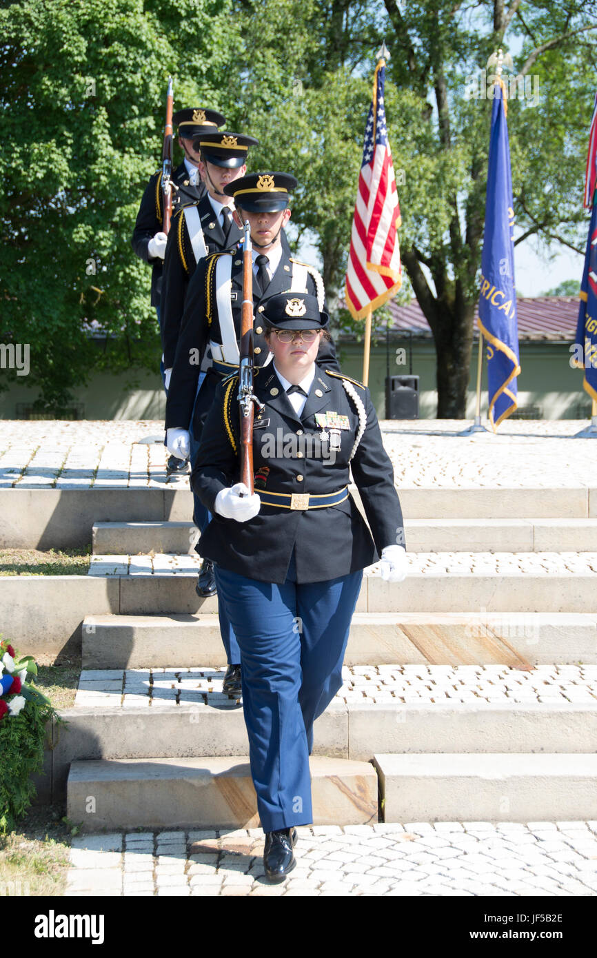 Stuttgart High School JROTC Color Guard posted colors at the U.S. Army ...