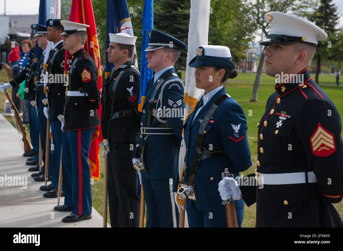 Joint Base Elmendorf-Richardson's Joint Color Guard, gets ready to ...