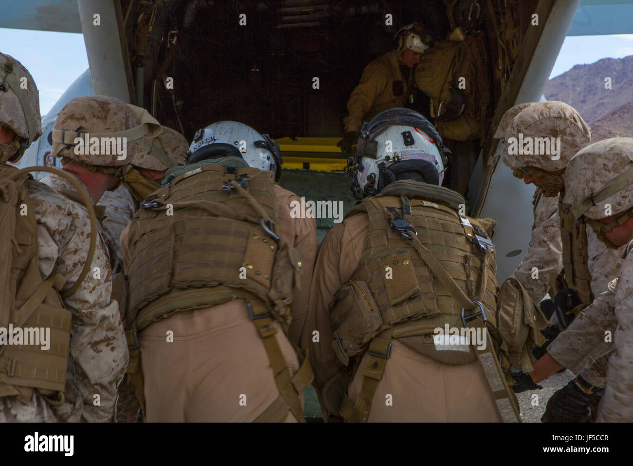 Marines with Marine Medium Tiltrotor Squadron (VMM) 363 conduct an air ...