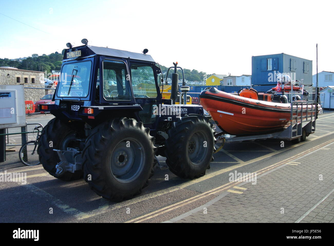 RNLI Teignmouth Lifeboat "The Two Annes" on her launch trailer with her ...