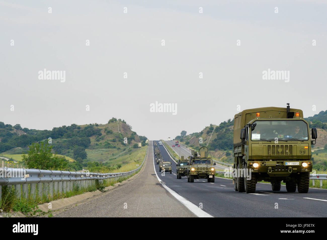 Spanish vehicles convoy departures from Camp KANDILAPTI ...