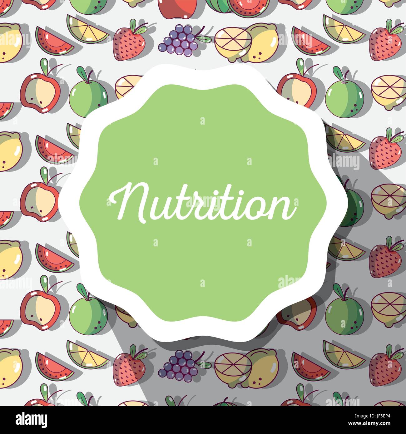 nutrition symbol emblem with fruits background Stock Vector Image & Art ...