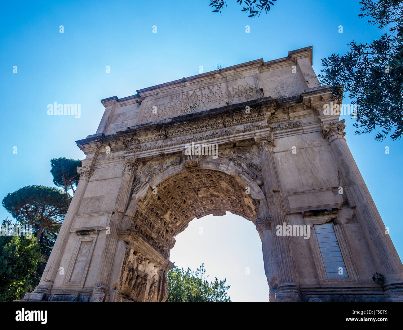 The Arch of Titus (Arco de Tito) in Rome, Italy. Located in the Roman ...