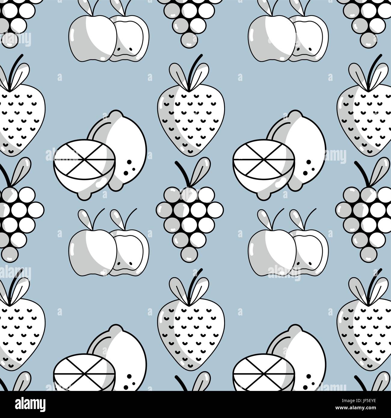 slice lemon with apple and grape with strawberry fruits background ...