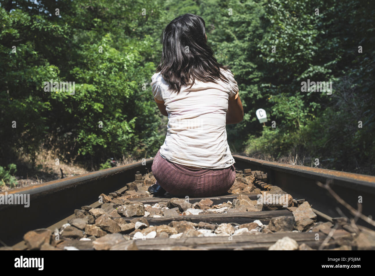 Women on railroad Stock Photo - Alamy