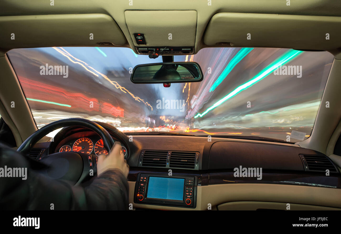 Car interior on driving Stock Photo - Alamy