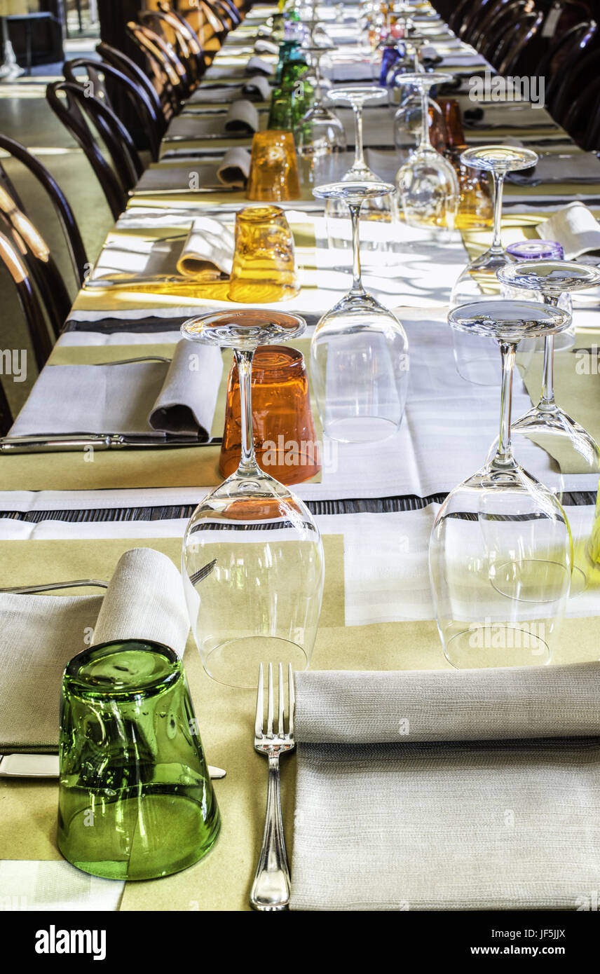 Table in an Italian restaurant Stock Photo - Alamy