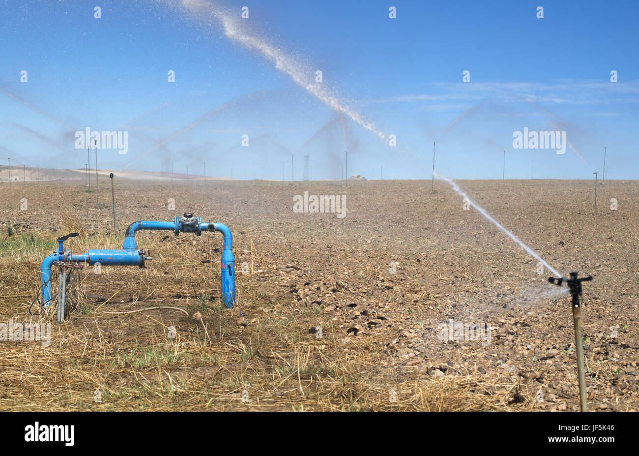 Irrigation sprayers in the field Stock Photo - Alamy