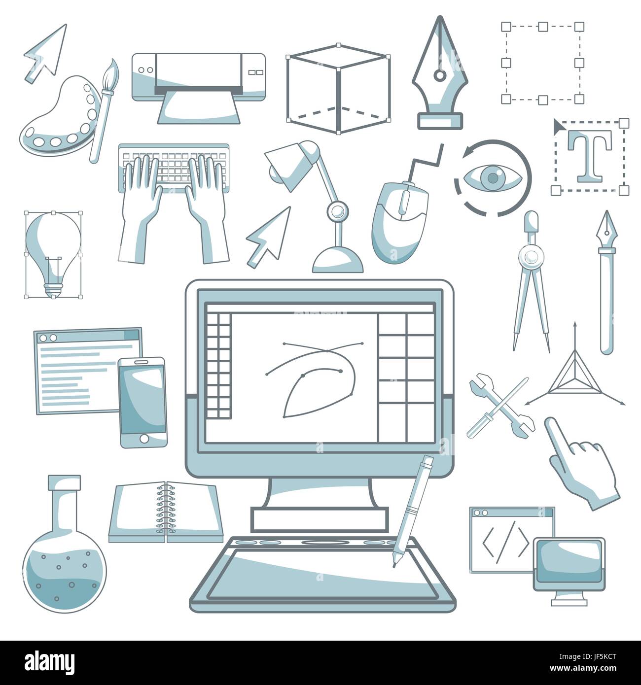 white background with silhouette color sections shading of desk ...