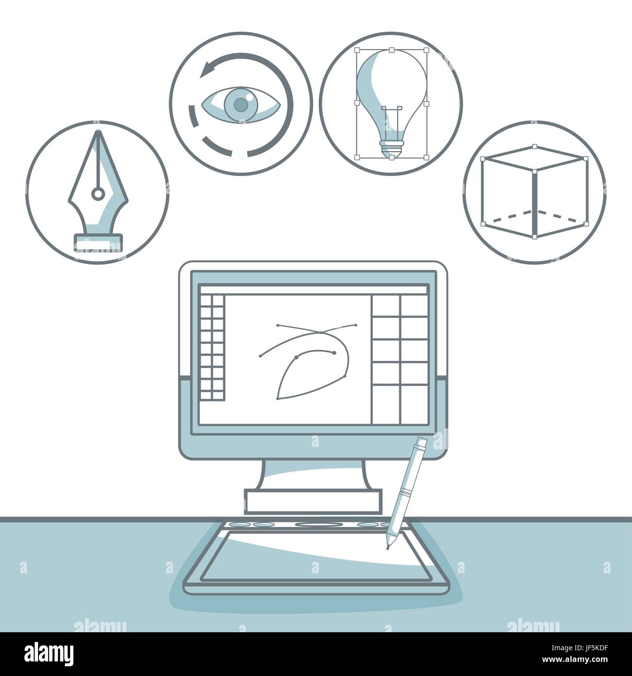 white background with silhouette color sections shading of desk ...