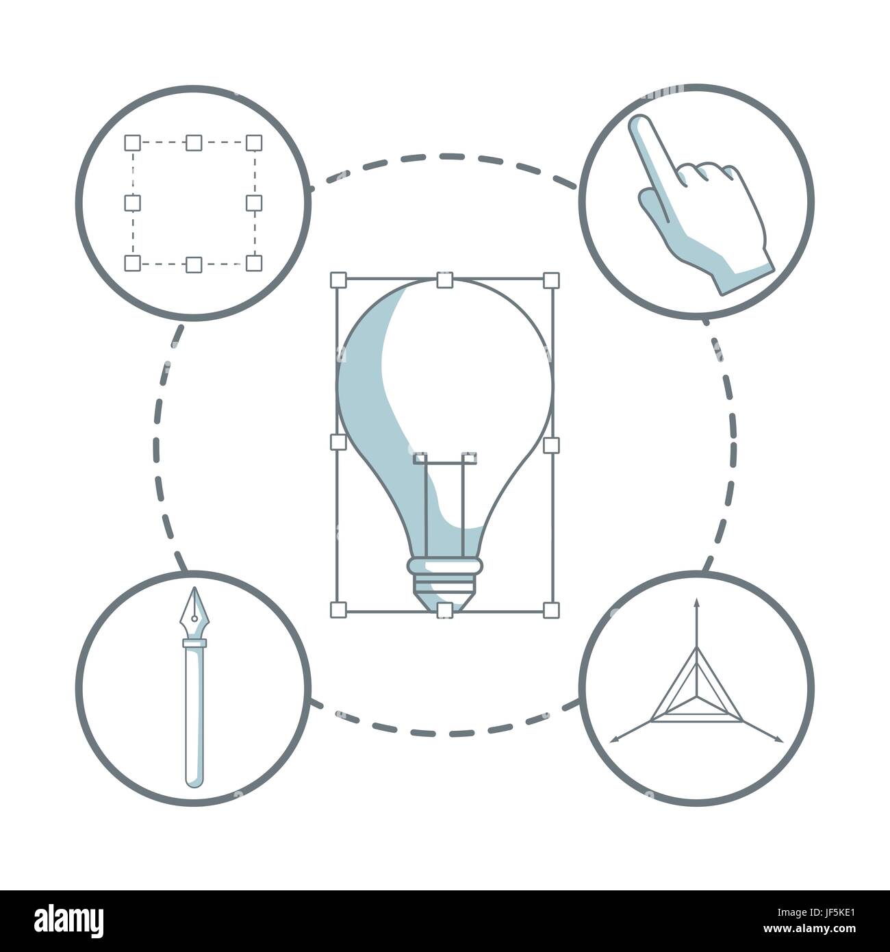 white background with silhouette color sections shading of light bulb ...