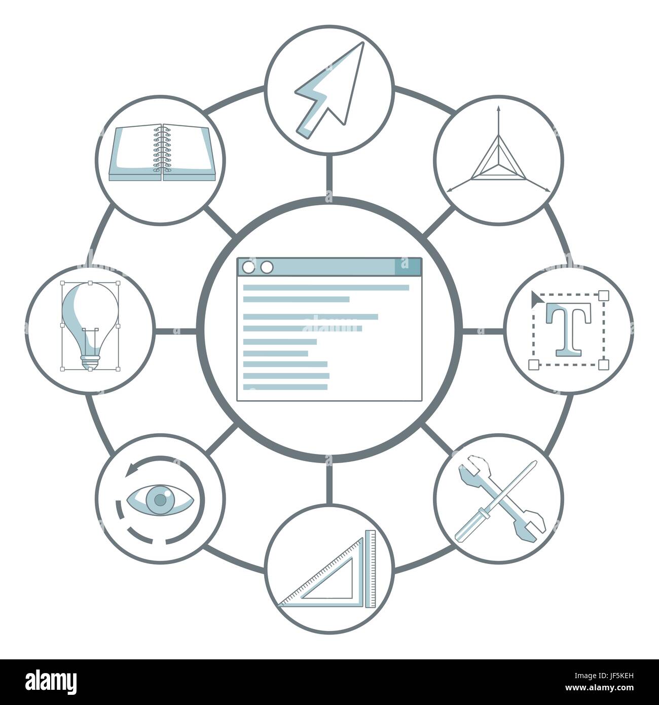 white background with silhouette color sections shading of window program in center with to ...