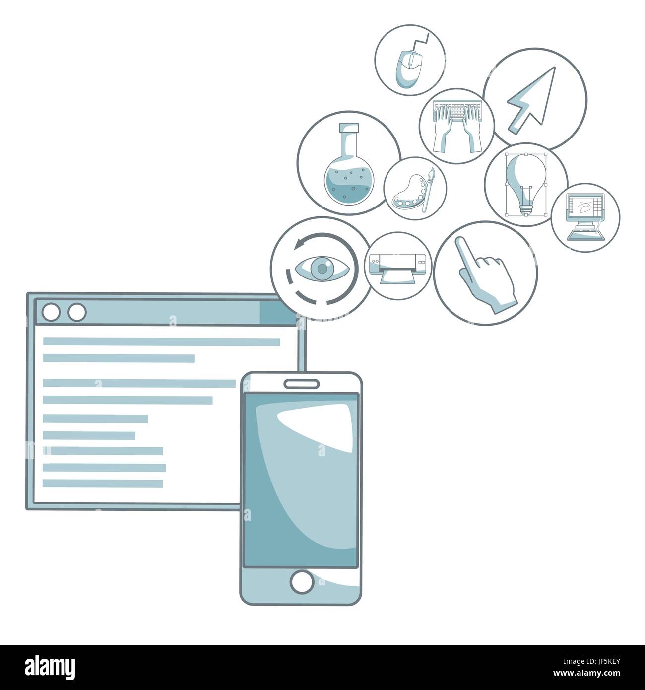 white background with silhouette color sections shading of mobile phone ...