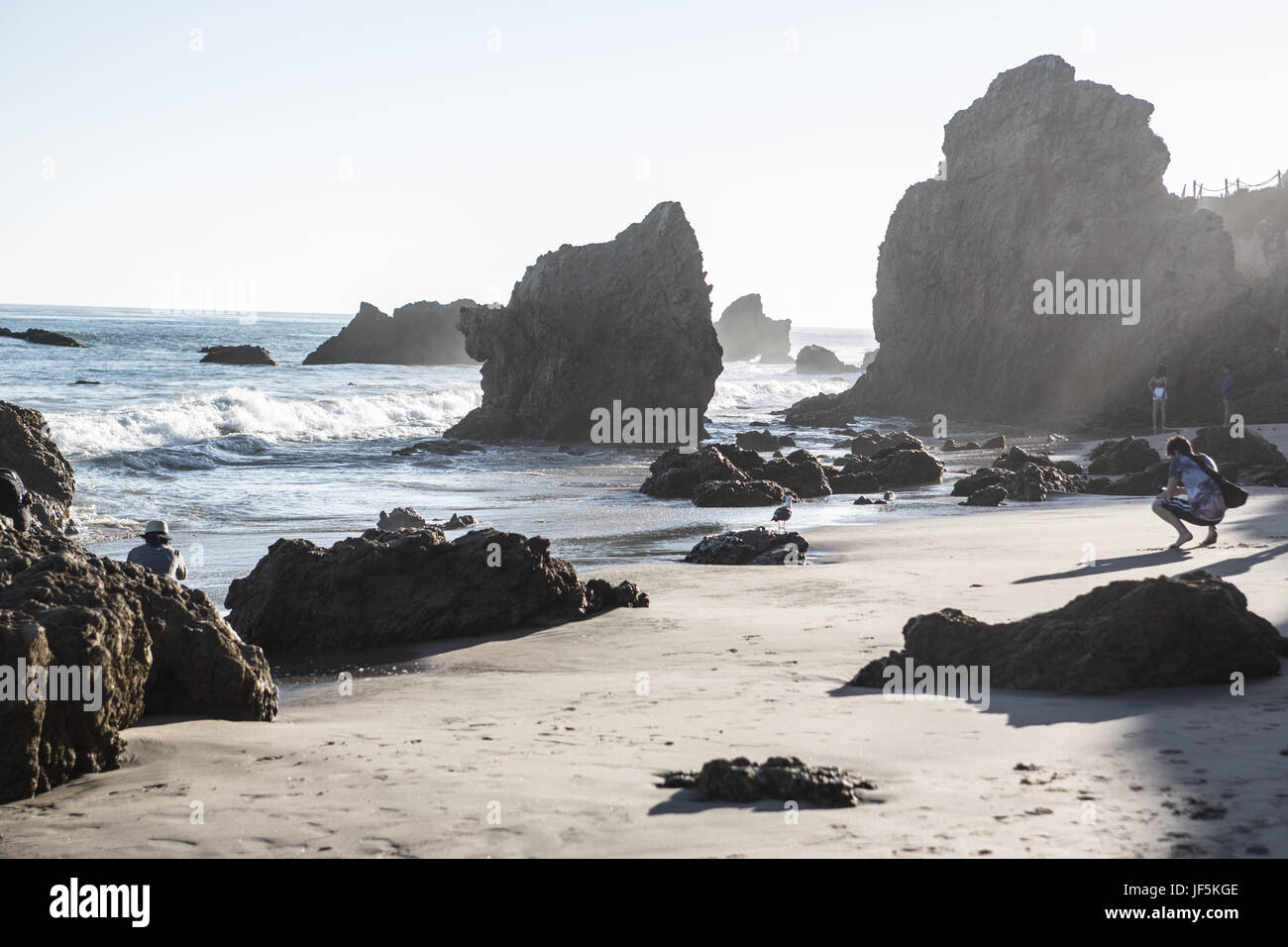 Rock formations on the beach in malibu hi-res stock photography and ...
