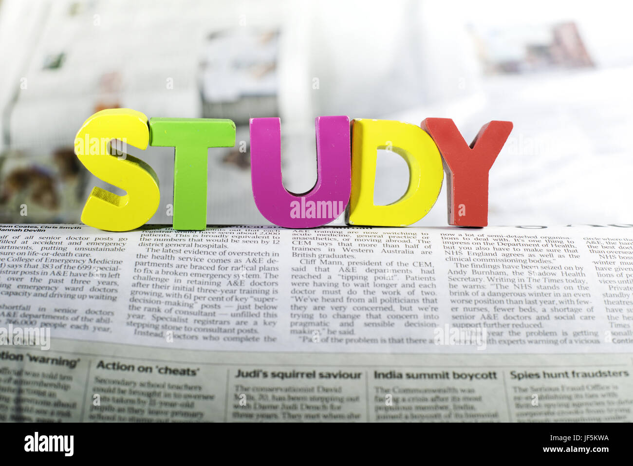 Word study on newspaper page Stock Photo - Alamy