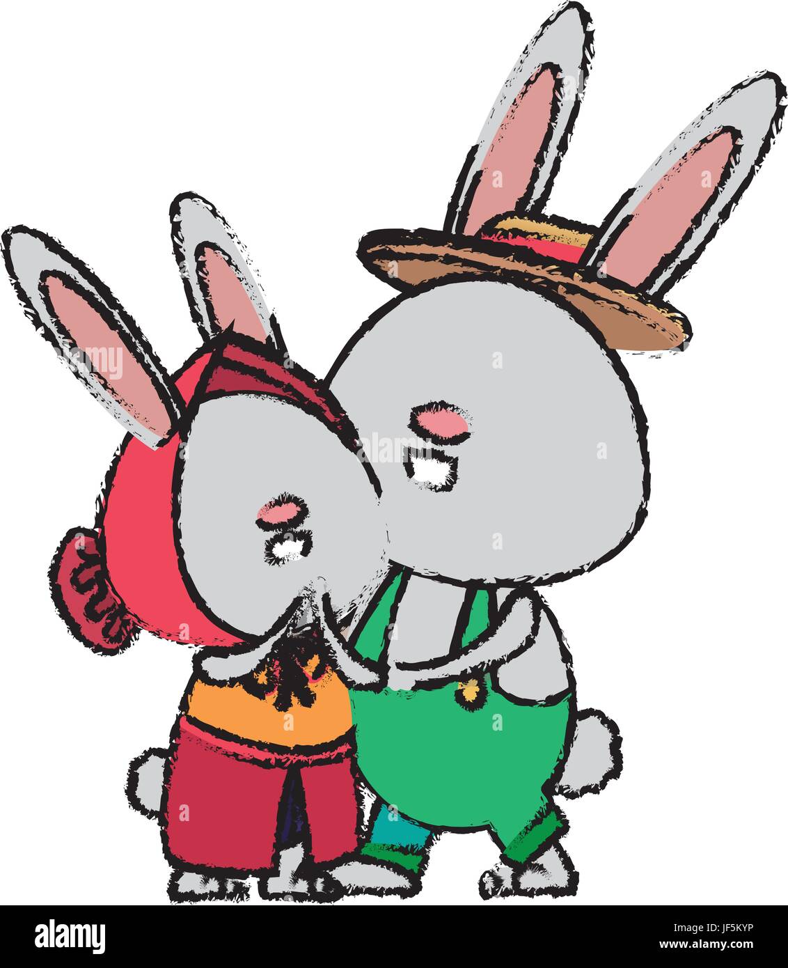 drawing lovely couple easter bunny together Stock Vector Image & Art ...