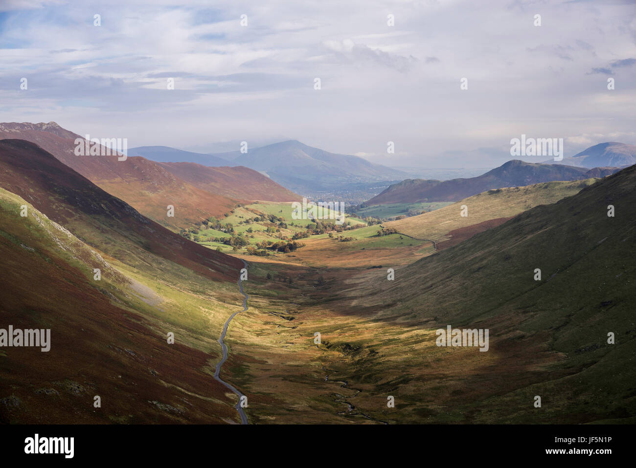 View overlooking Newlands Pass, Lake District, Cumbria, England, UK ...