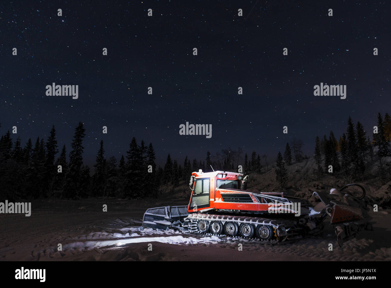Snow plow at night Stock Photo - Alamy