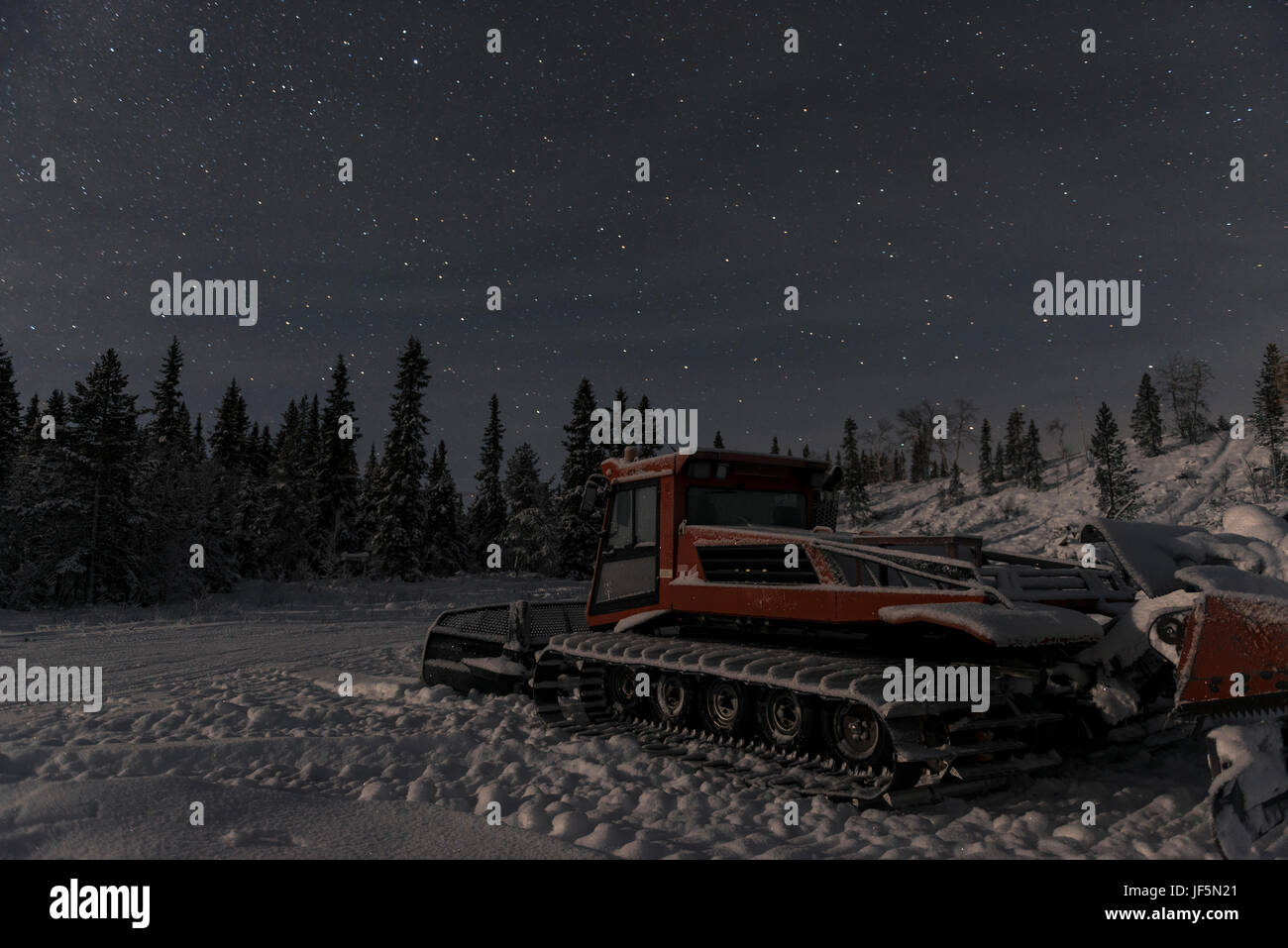 Snow plow at night Stock Photo - Alamy