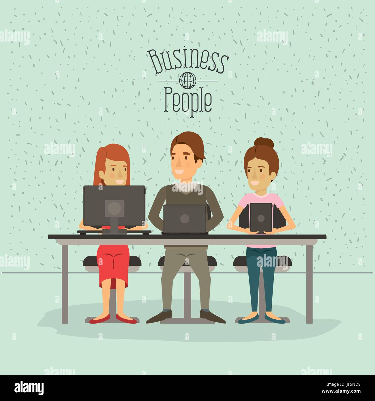 color background with sparks of teamwork sitting in desk with tech ...