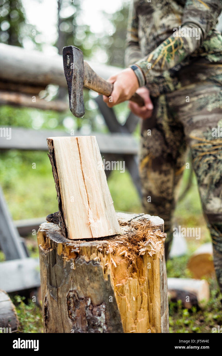 Woman Chopping Wood Axe High Resolution Stock Photography and Images ...