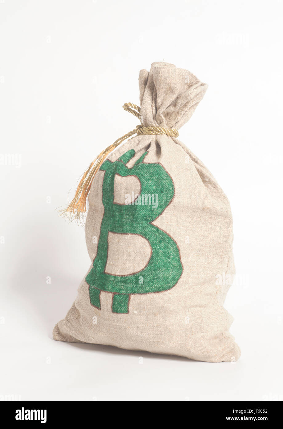 money bag with bitcoin symbol on white background Stock Photo - Alamy