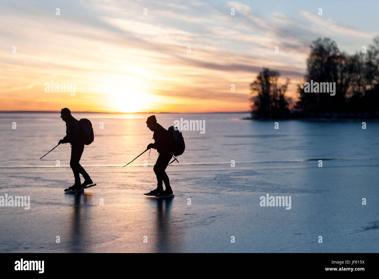 People long-distance skating Stock Photo - Alamy