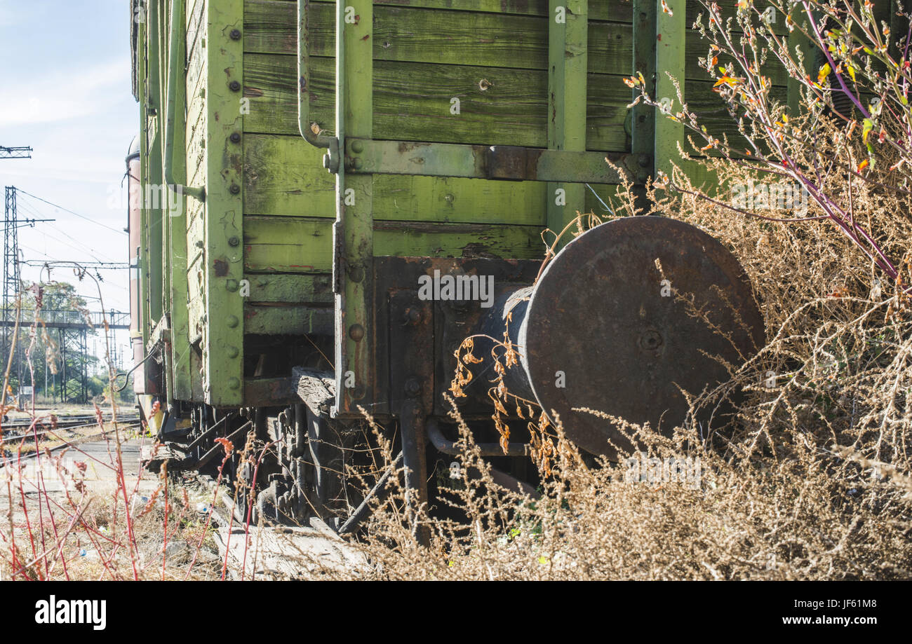 Old wooden train wagon Stock Photo - Alamy