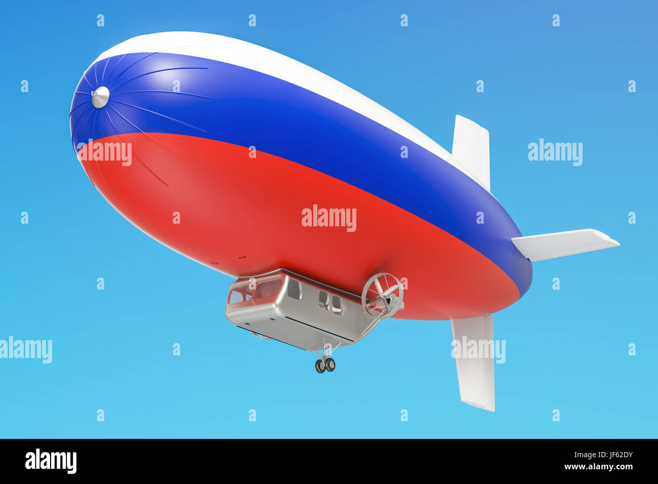 Airship or dirigible balloon with Russian flag, 3D rendering isolated on white background Stock ...
