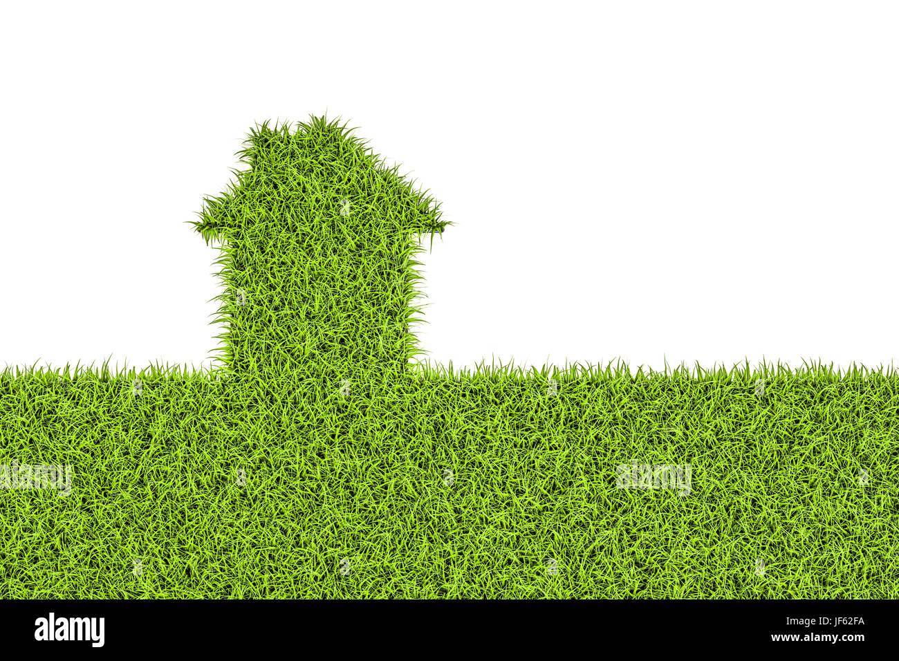 Ecological house concept, green grass home. 3D rendering isolated on ...