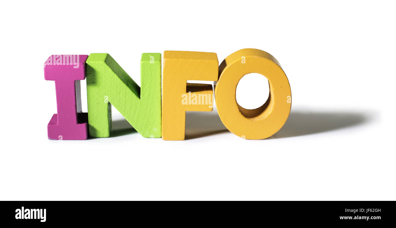Multicolored word info made of wood Stock Photo - Alamy