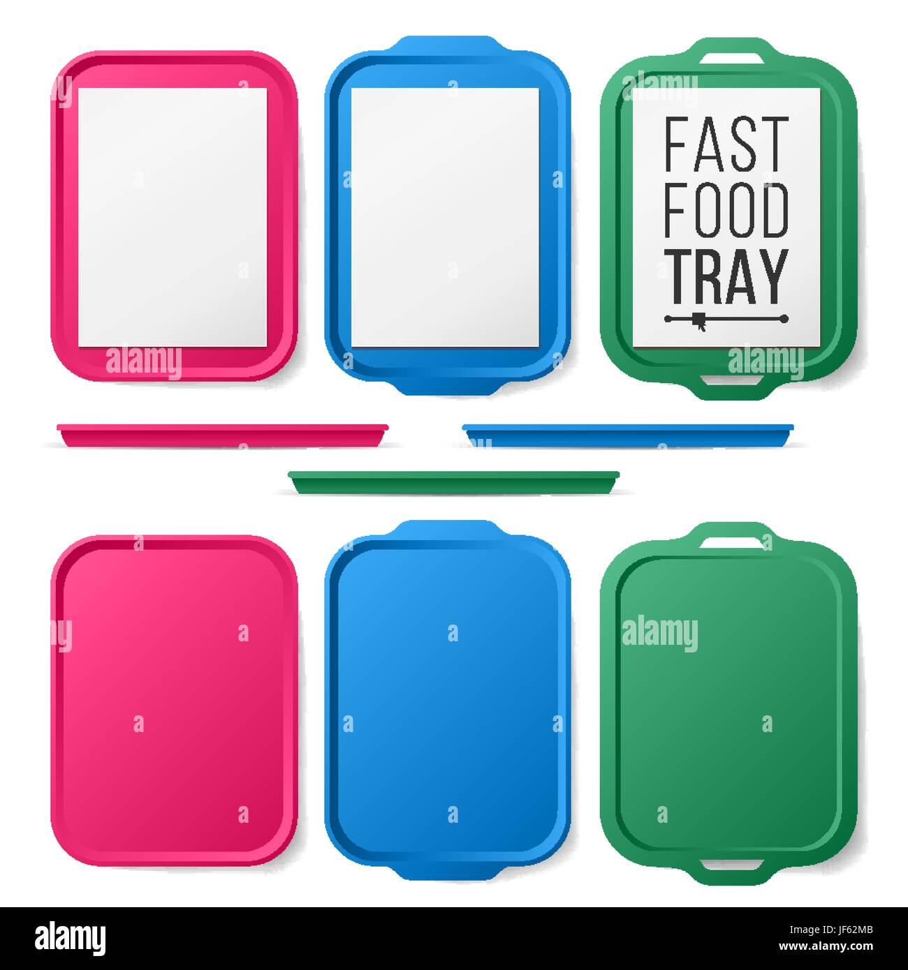 Tray Salver Set Vector. Empty Plastic Rectangular Tray Salver. Top View ...