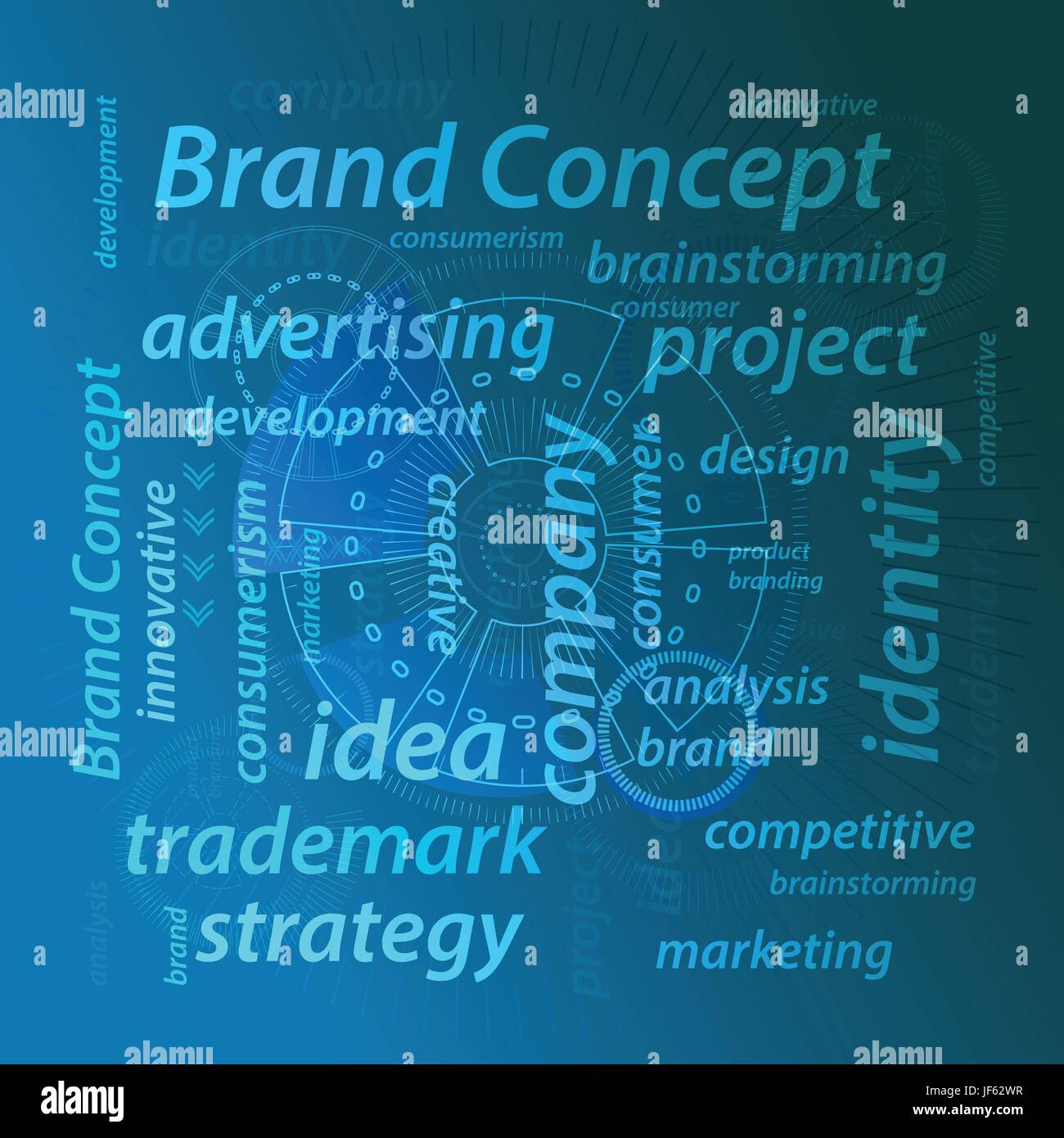 Brand concept. Inscriptions on a blue background. Illustration for your ...