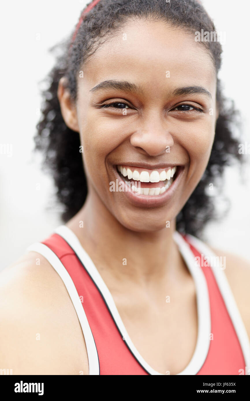 Portrait of smiling woman Stock Photo - Alamy