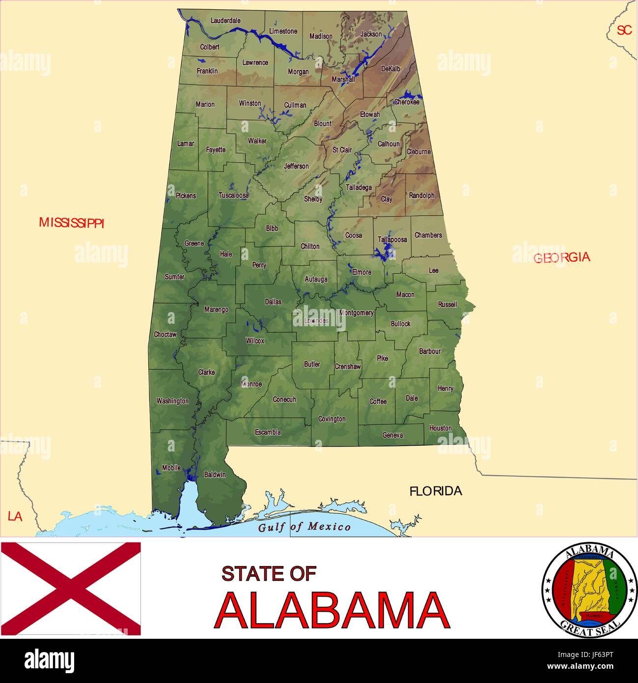 State counties emblem map hi-res stock photography and images - Alamy