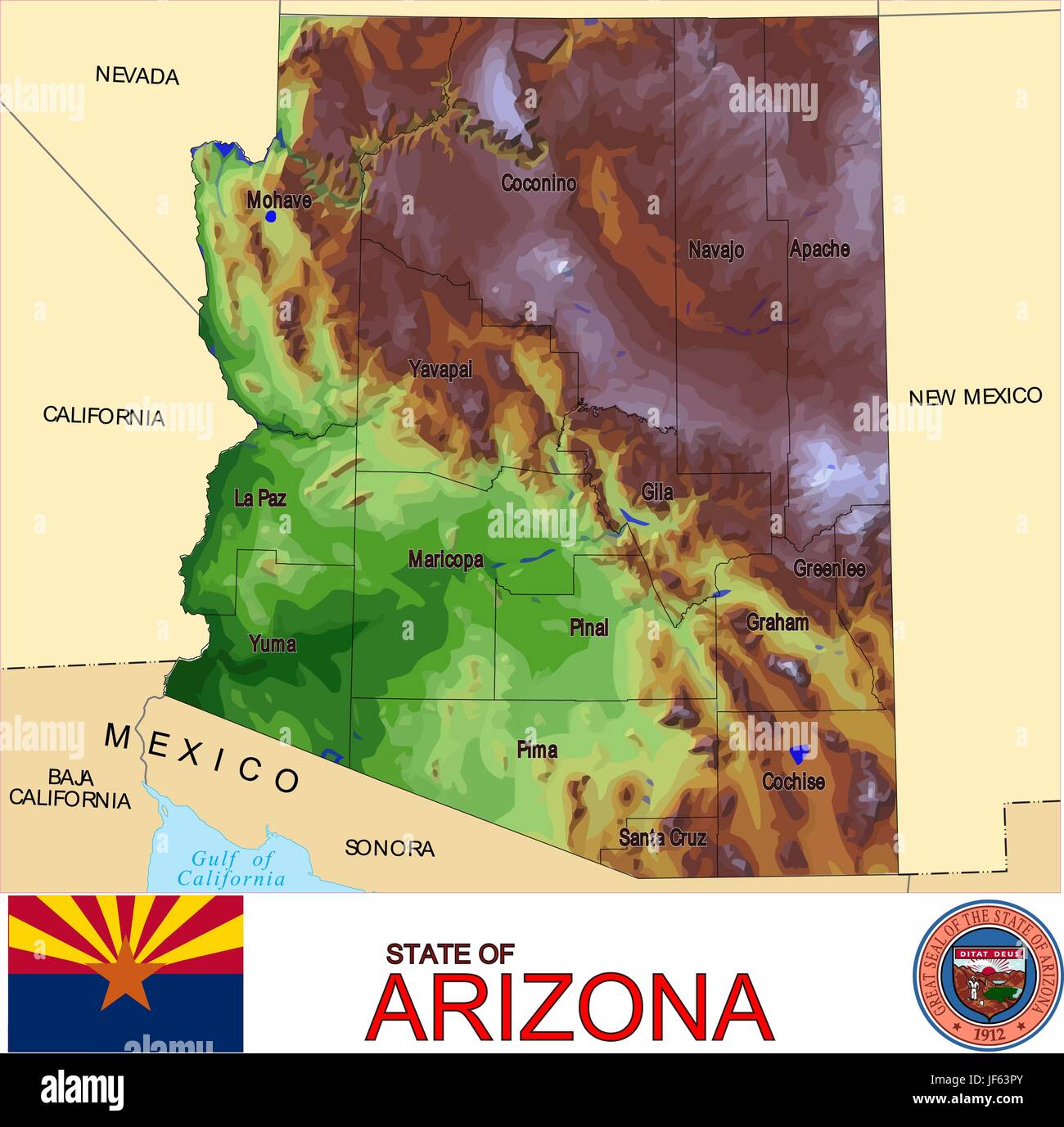 State counties emblem map hi-res stock photography and images - Alamy