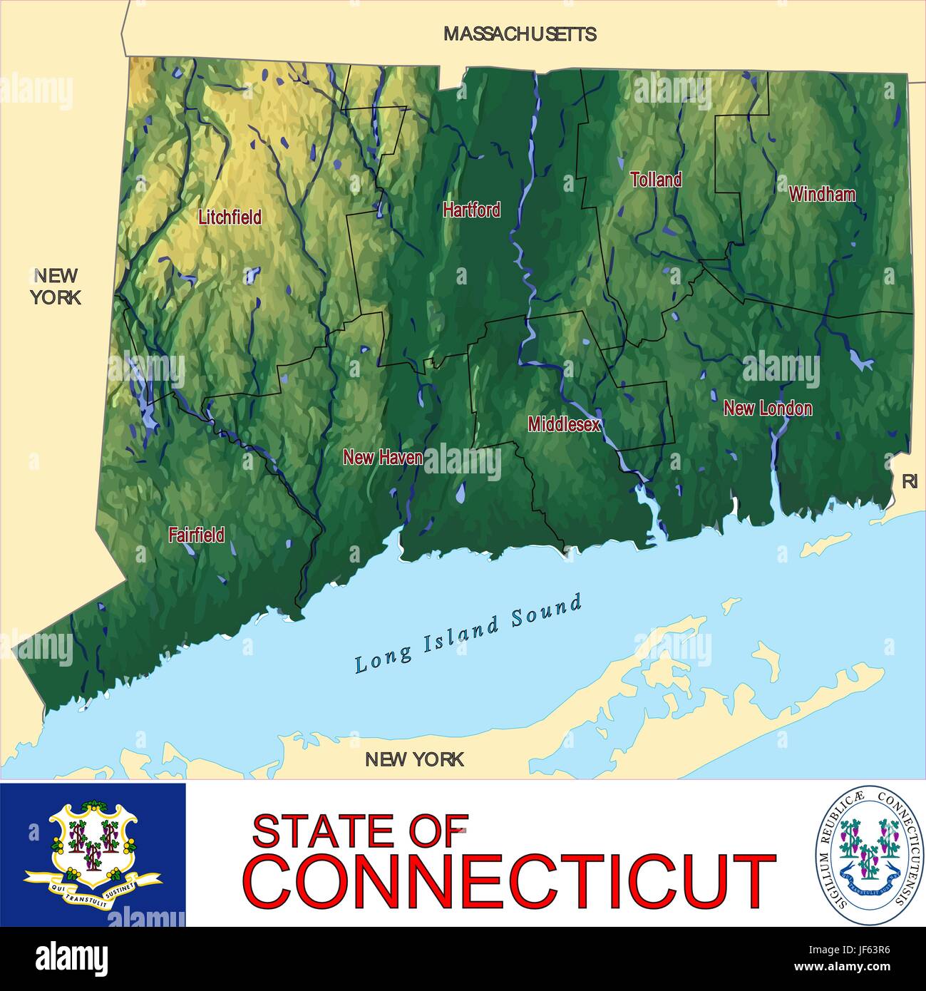 State counties emblem map hi-res stock photography and images - Alamy