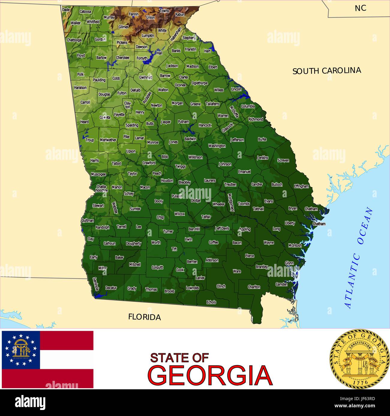 State counties emblem map hi-res stock photography and images - Alamy