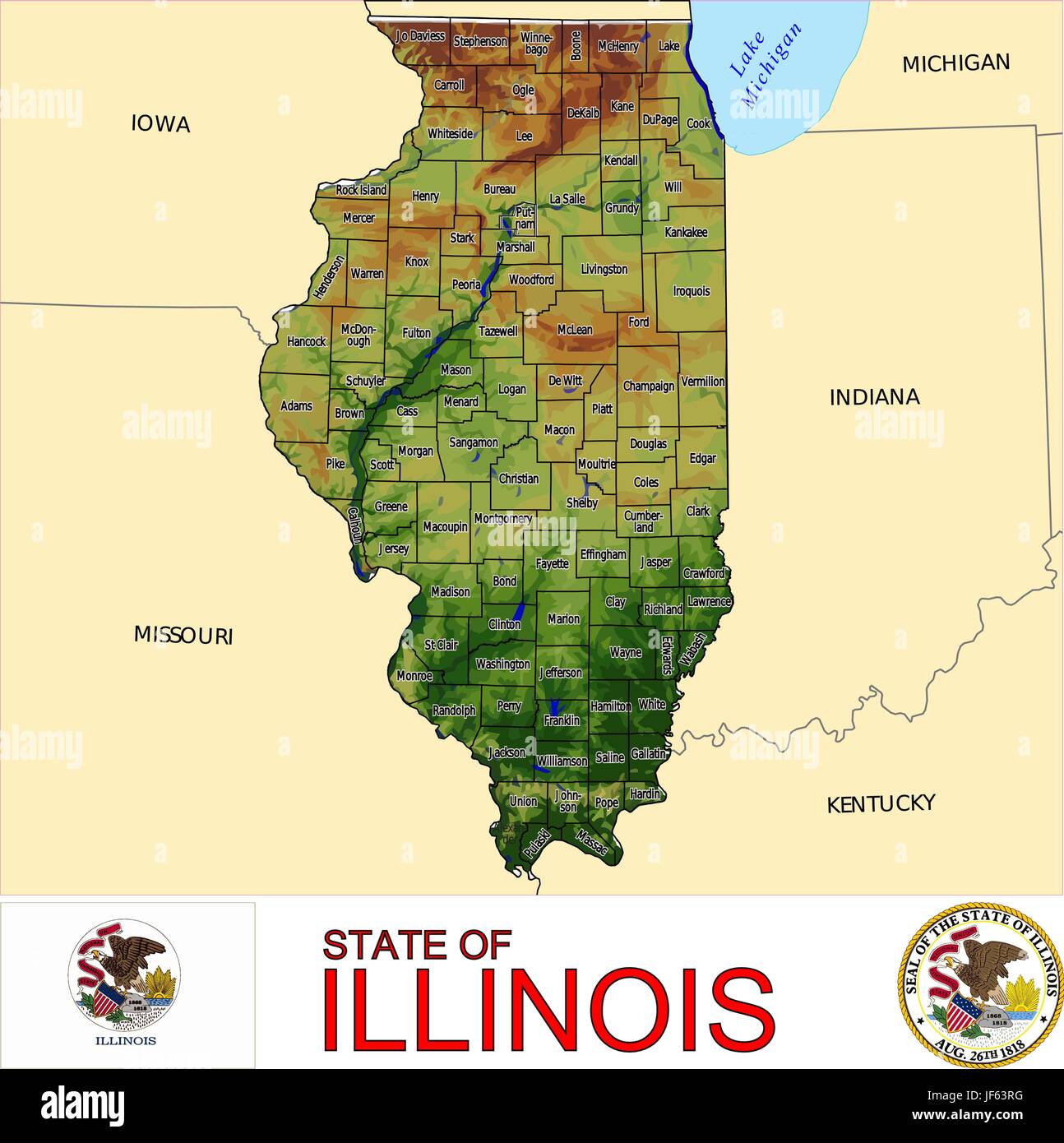State counties emblem map hi-res stock photography and images - Alamy